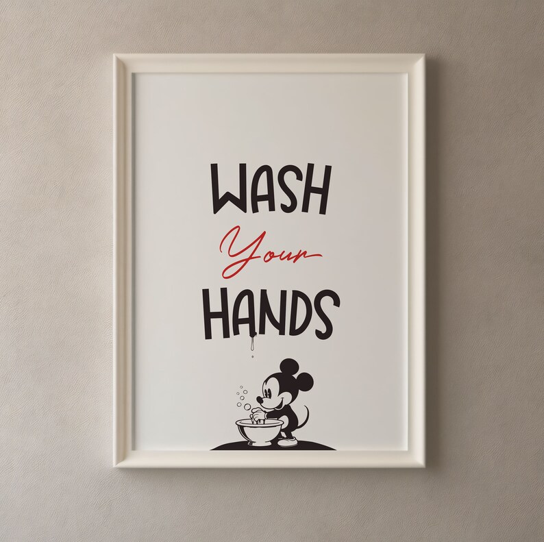Digital Download Wash Your Hands Mickey Mouse Print, Classroom Wall Art ...