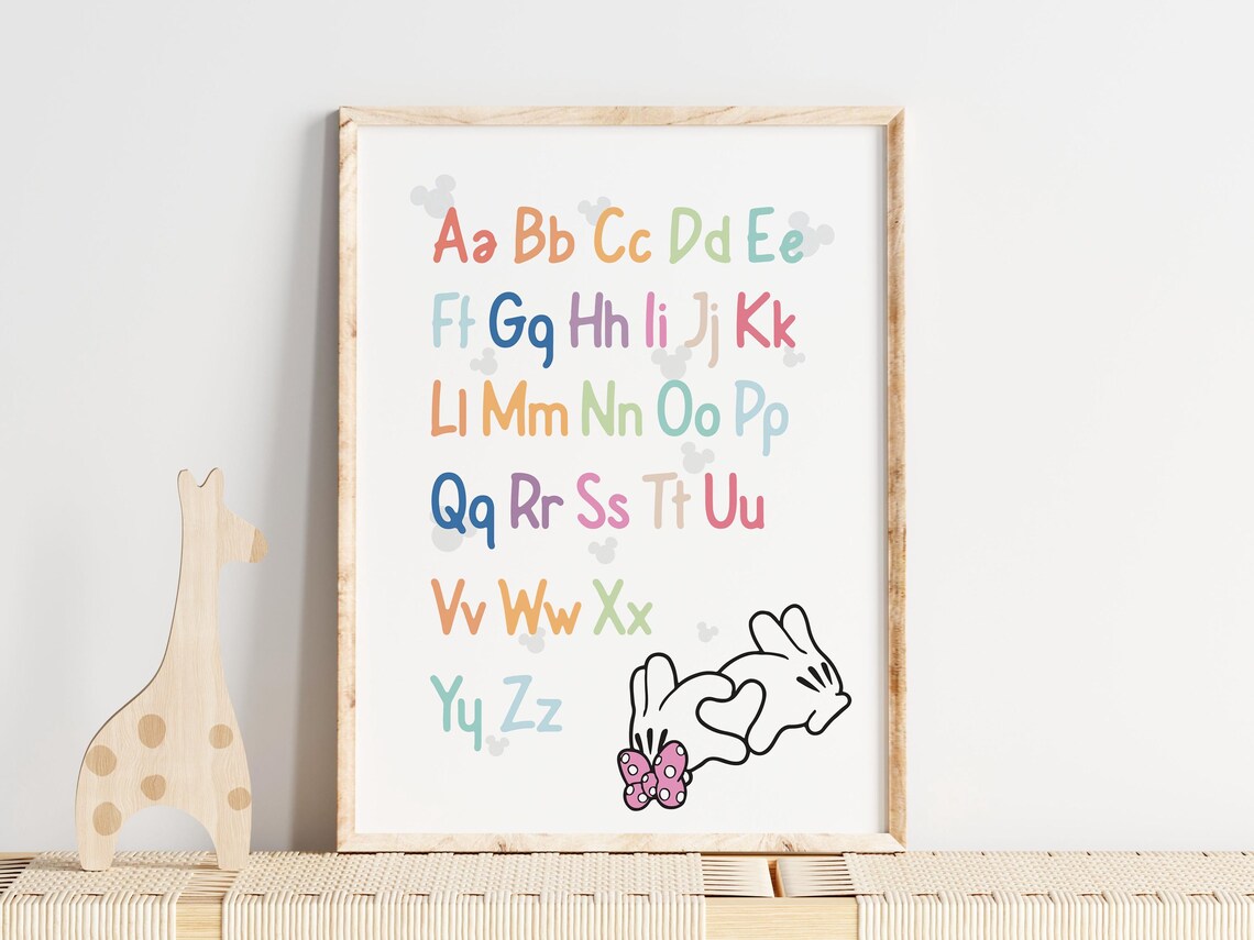 Mickey Mouse Alphabet Print: Educational Nursery Poster (digital ...