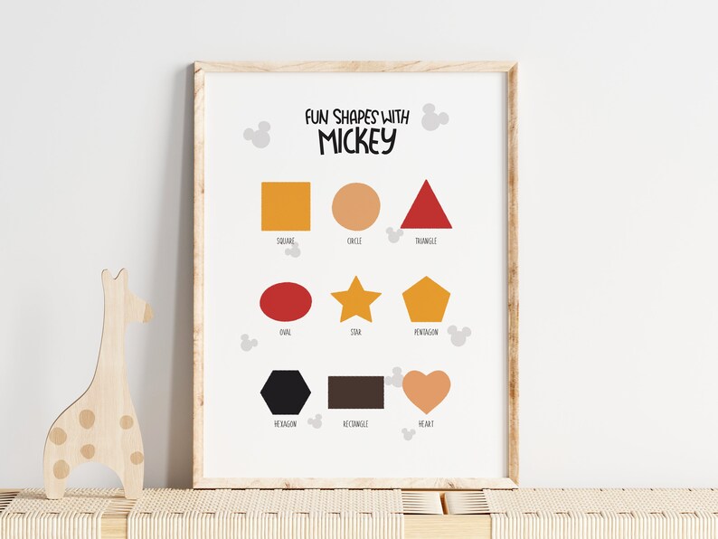 Mickey Mouse Educational Poster, Set of 3, Printable Wall Art ...