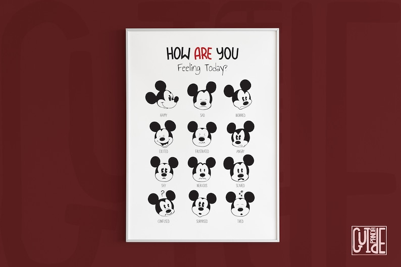 Mickey Mouse Feelings Chart: Montessori Classroom Decor (digital ...