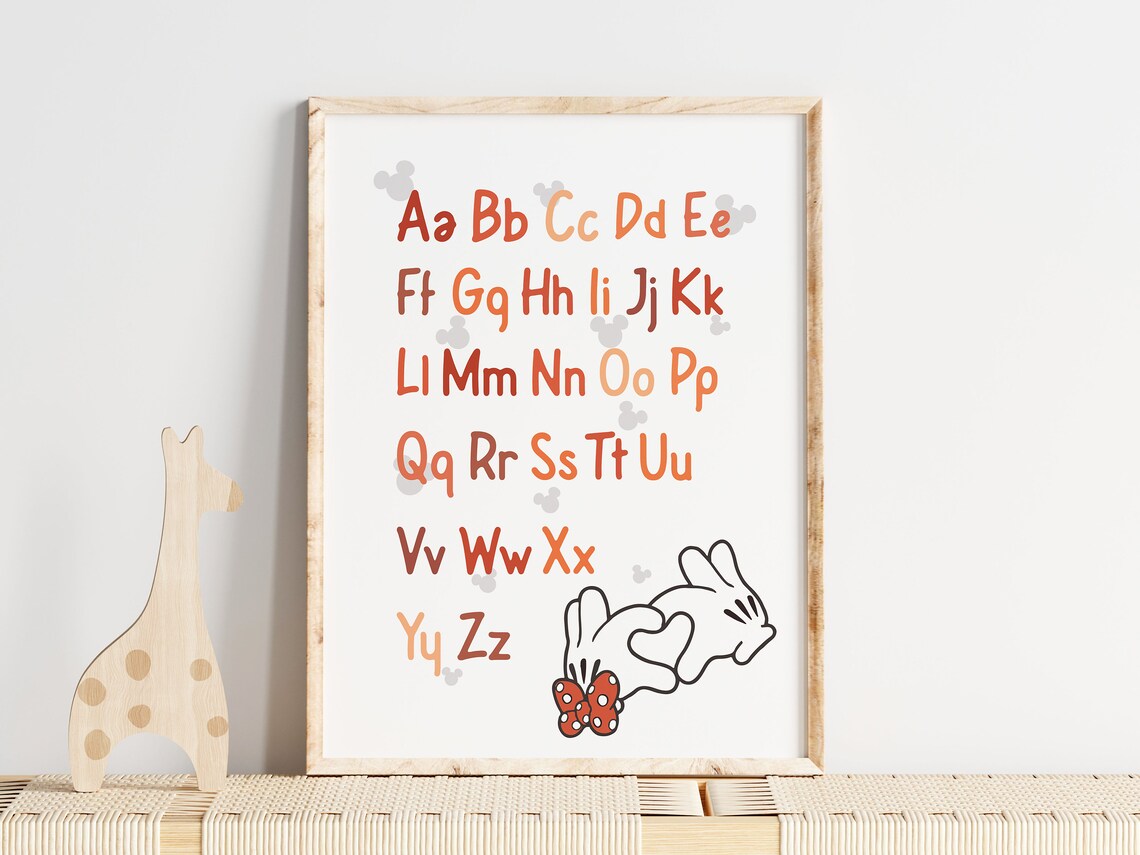 Mickey Alphabet Print, Nursery Art, Homeschool Print, Kids Posters, ABC ...