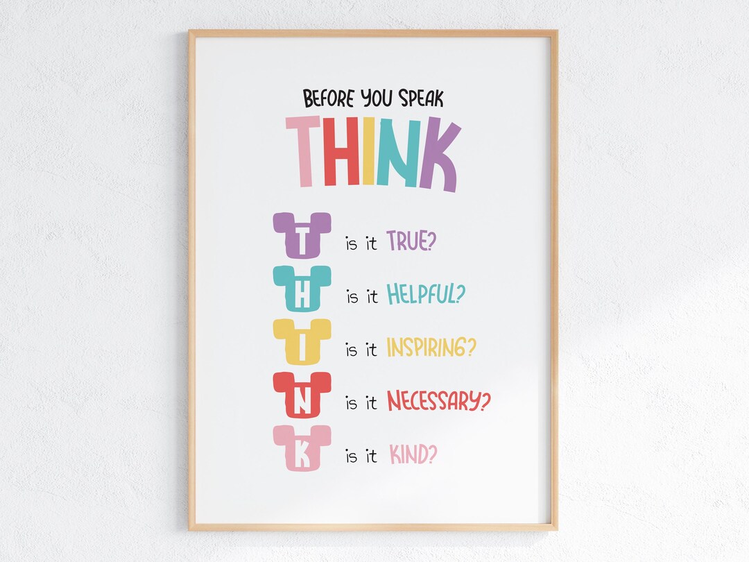 Mickey Mouse Think Before You Speak Poster: Classroom Decor (digital ...