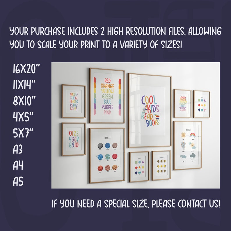 Kids Wall Art, Geometric Shapes Print, Educational Prints, Playroom ...