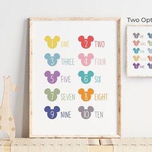 Mickey Wall Art Numbers, Mickey Colorful Numbers, Nursery Wall Art ...
