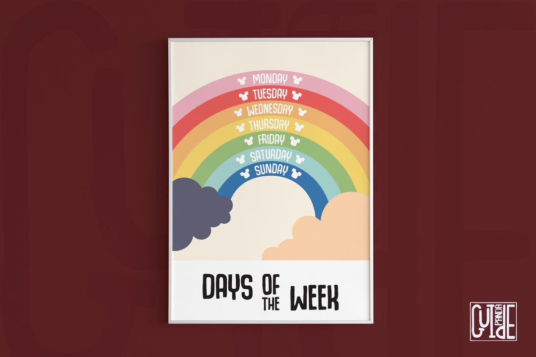 Digital Download Rainbow Days of the Week, Mickey Themed Printable ...