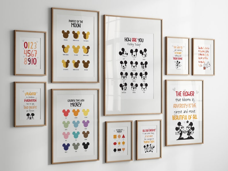 Set of Mickey Themed Educational Digital Posters, 10 Home School ...