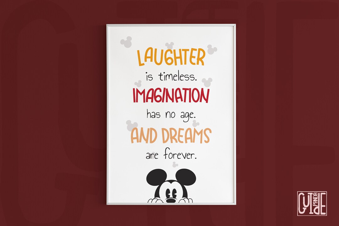 Mickey Mouse Inspirational Quote Poster: Vintage Nursery Art (digital ...
