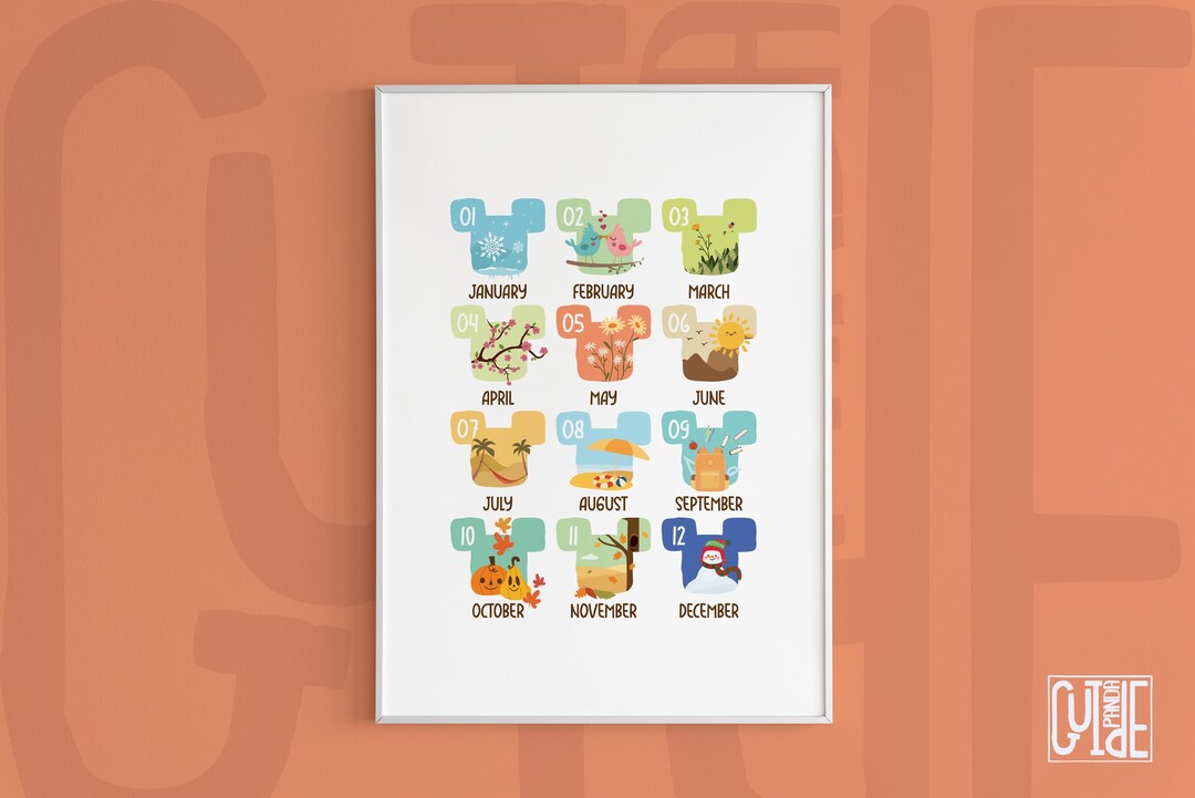 Digital Download Months of the Year Printable Poster, Fun Nursery Print ...