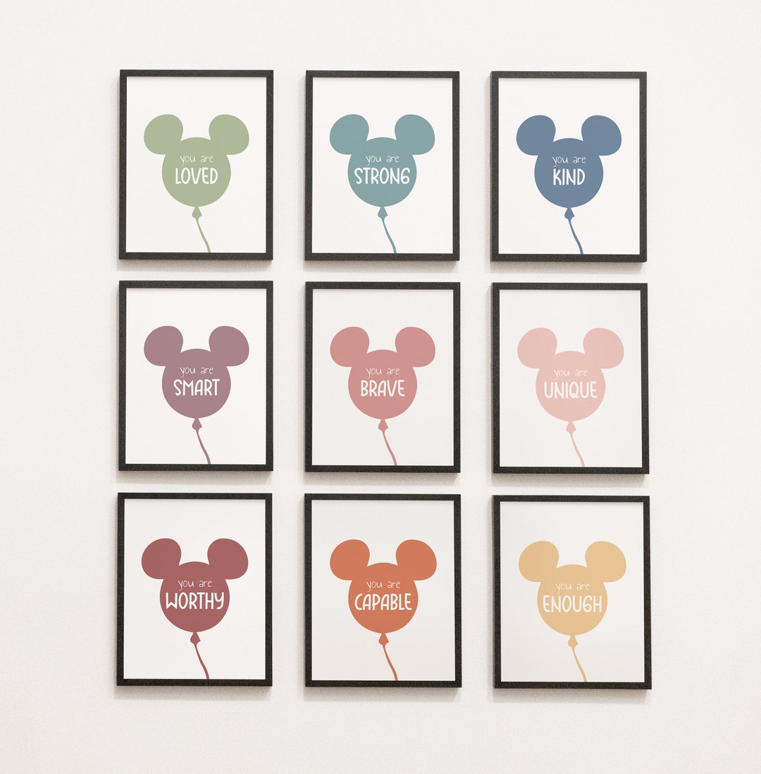 Mickey Mouse Affirmations Poster Set: Kids Playroom Decor (digital ...