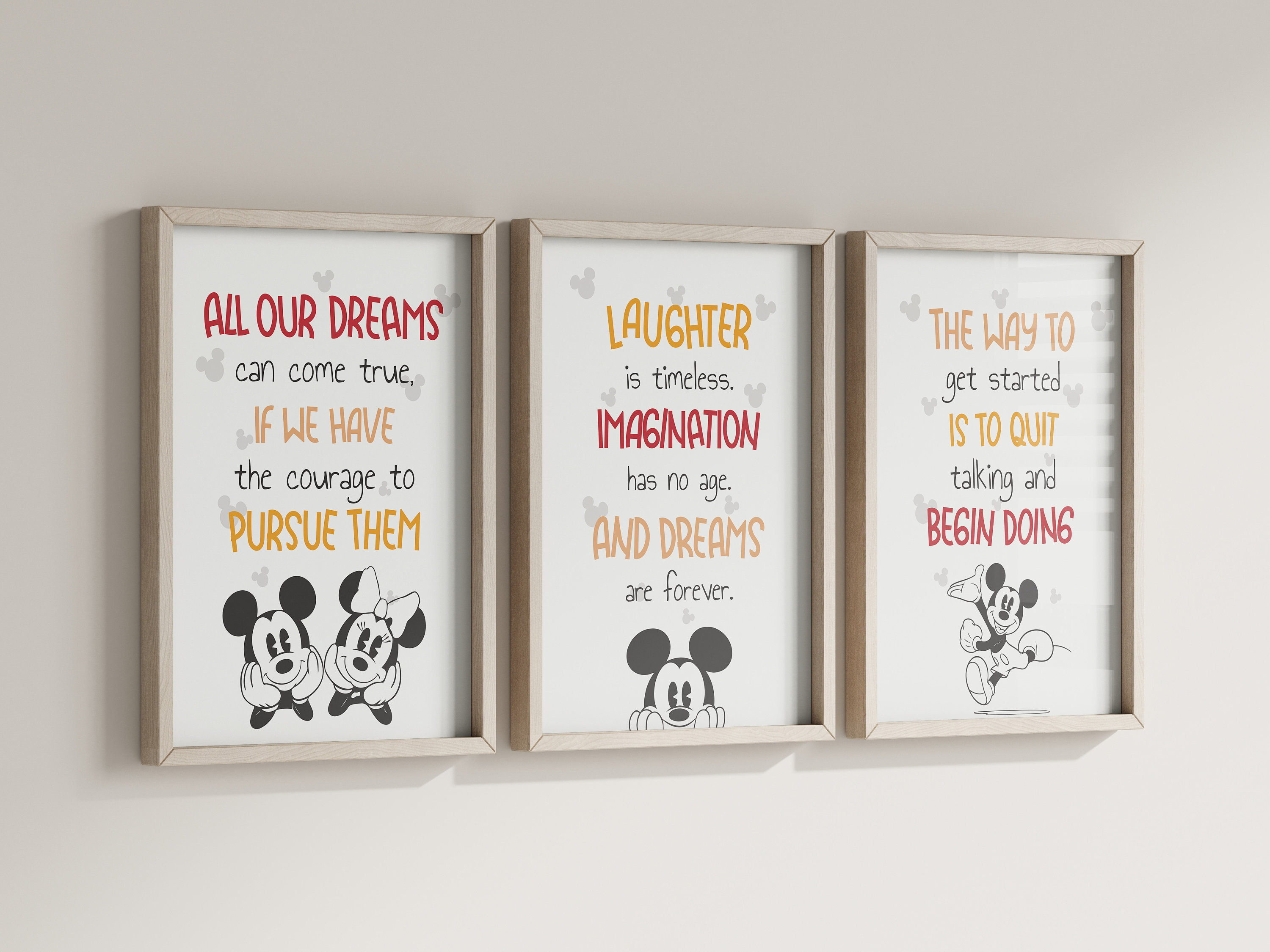 Mickey Mouse Wall Art Set of 3 Vintage Mickey Mouse Prints Nursery ...
