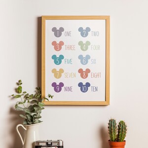 Mickey Wall Art Numbers, Mickey Colorful Numbers, Nursery Wall Art ...