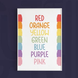 Educational Colours Poster, Printable Colours Wall Art, Brush Colors ...