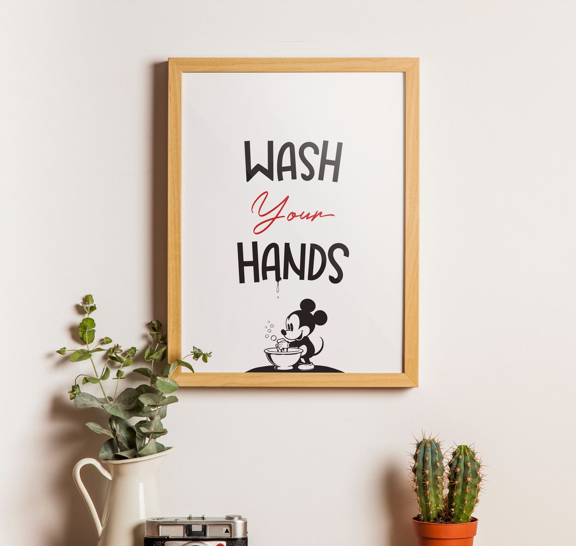 Mickey Mouse Wash Your Hands Print: Nursery Bathroom Decor (digital ...