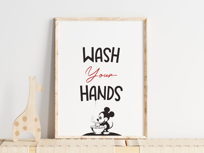Digital Download Wash Your Hands Mickey Mouse Print, Classroom Wall Art ...