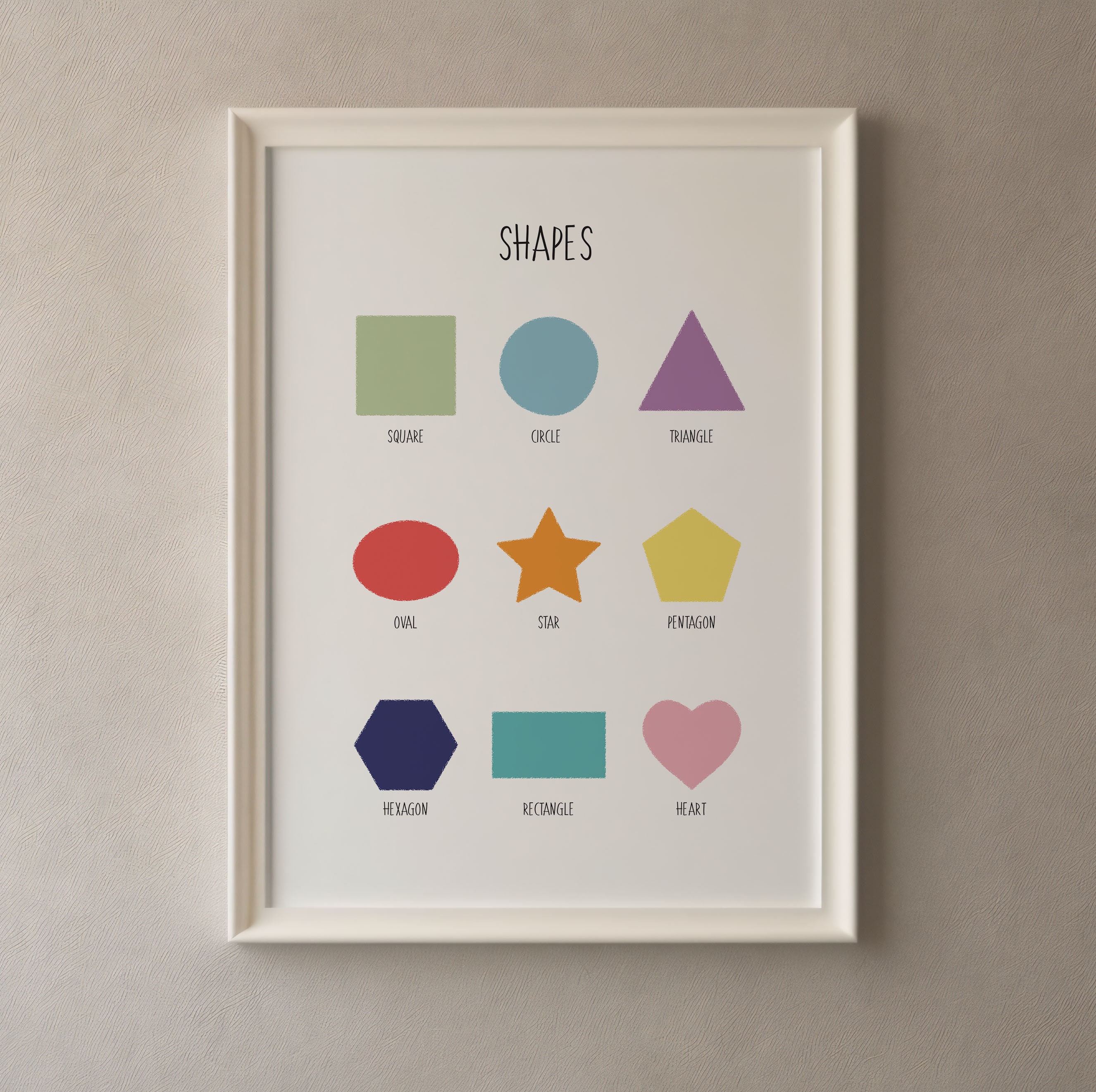 Kids Wall Art, Geometric Shapes Print, Educational Prints, Playroom ...