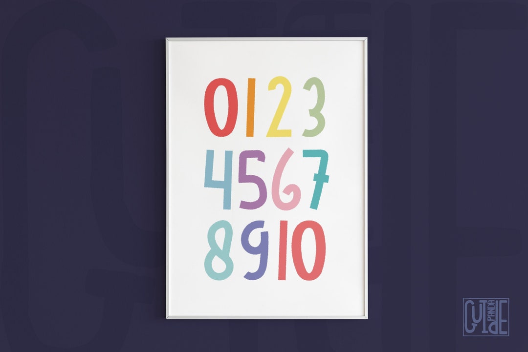Rainbow Numbers Poster, Soft Cute Color Numbers, Nursery Wall Art ...
