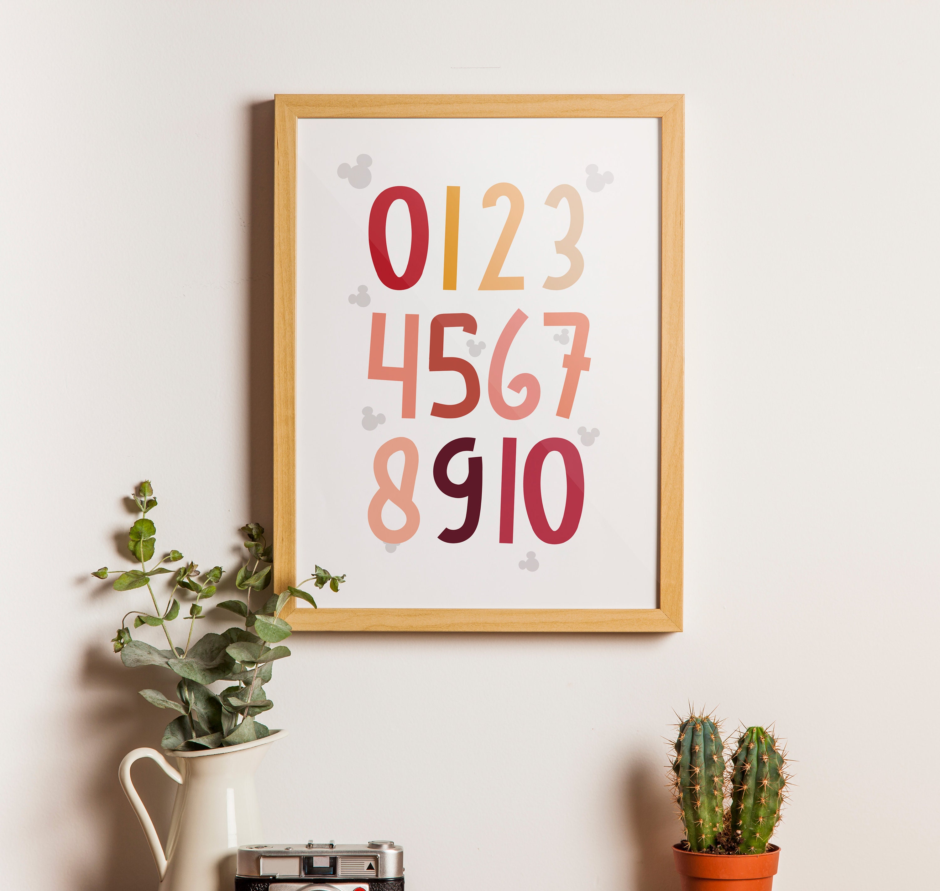 Mickey Wall Art Numbers, Mickey Colorful Numbers, Nursery Wall Art ...