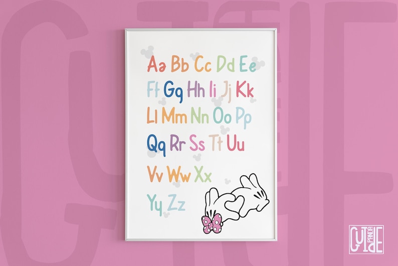 Mickey Mouse Alphabet Print: Educational Nursery Poster (digital ...