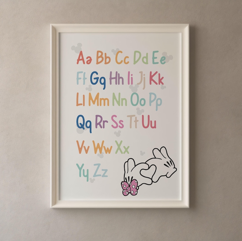 Mickey Mouse Alphabet Print: Educational Nursery Poster (digital ...