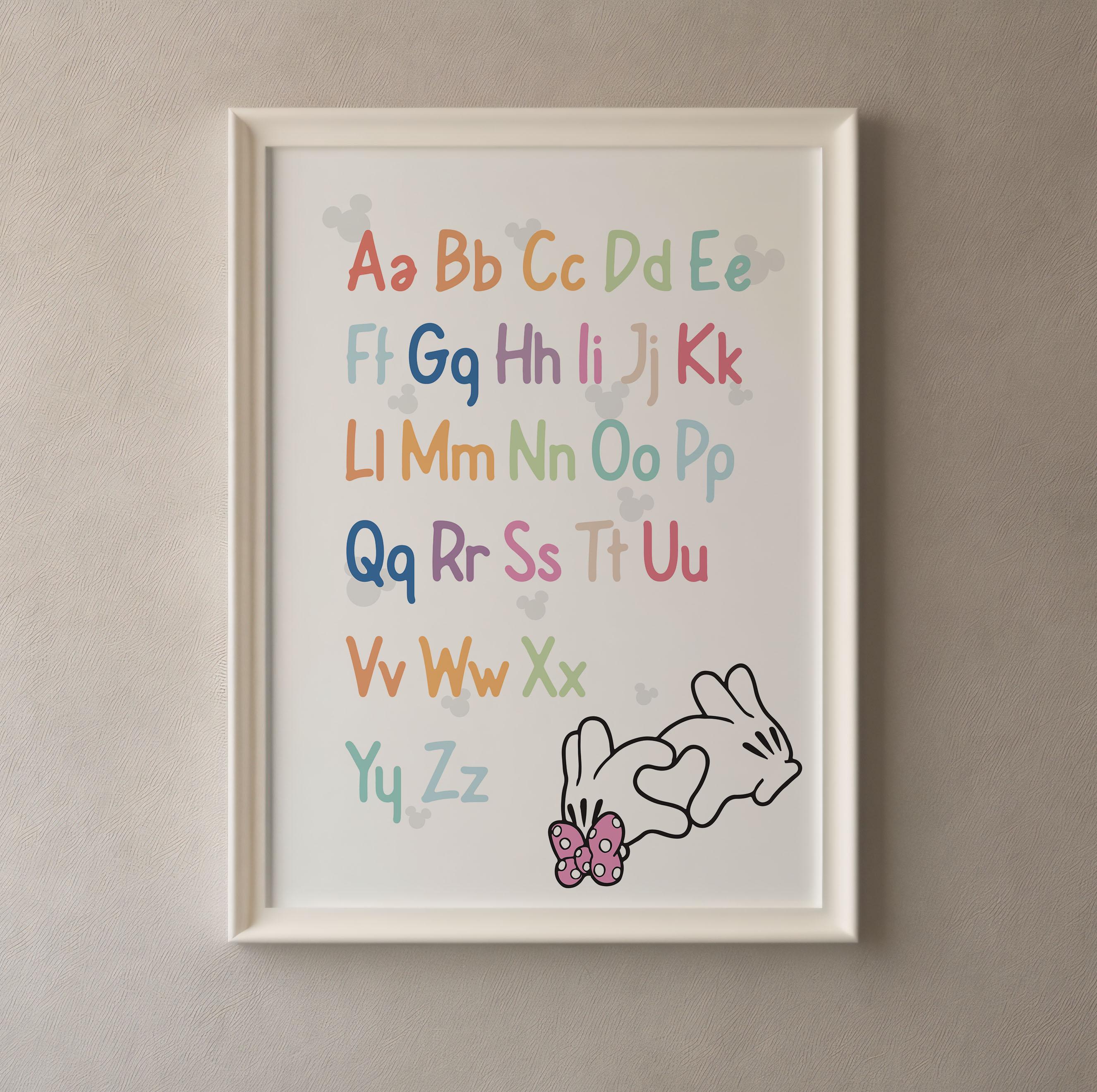 Mickey Mouse Alphabet Print: Educational Nursery Poster (digital ...