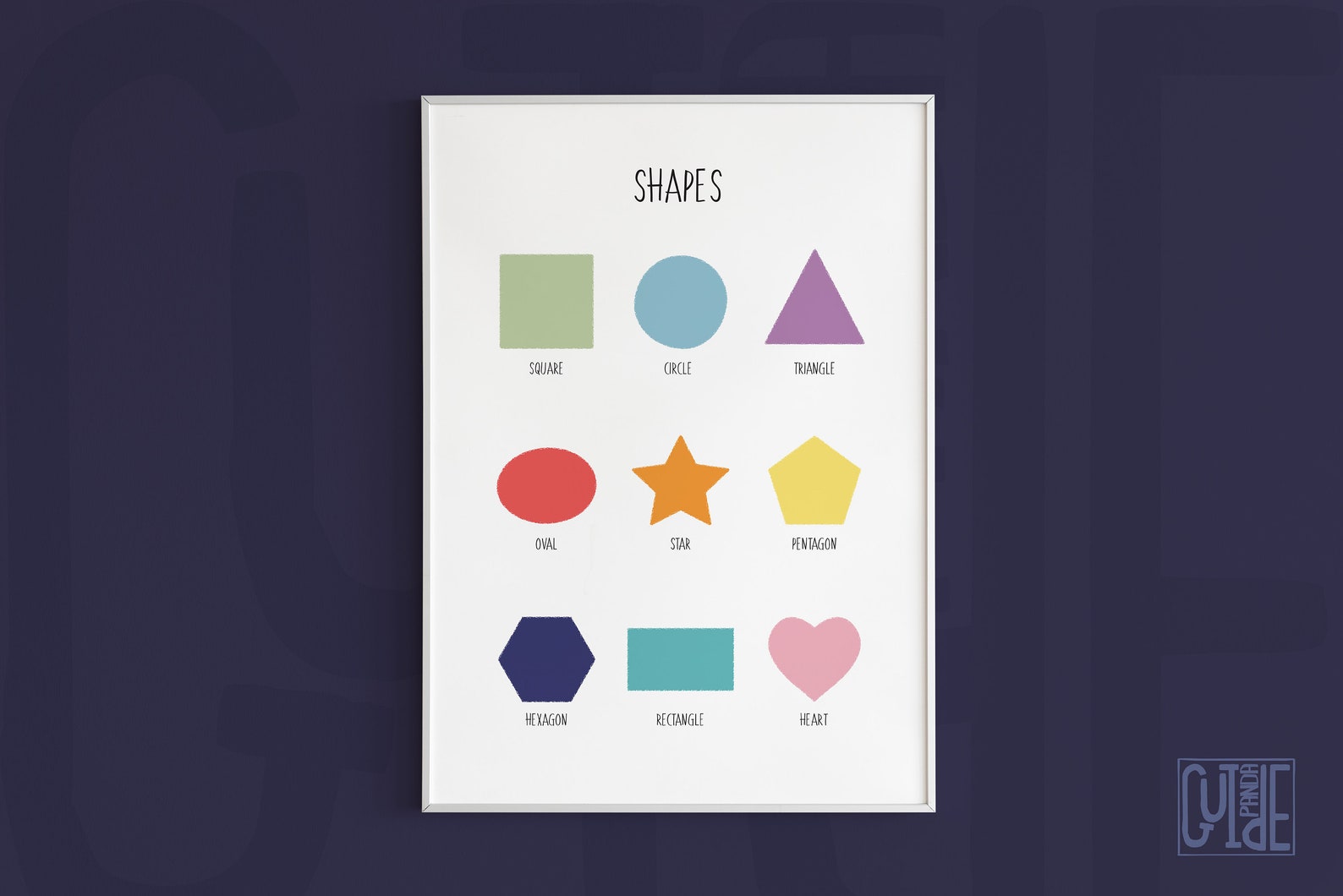Kids Wall Art, Geometric Shapes Print, Educational Prints, Playroom ...