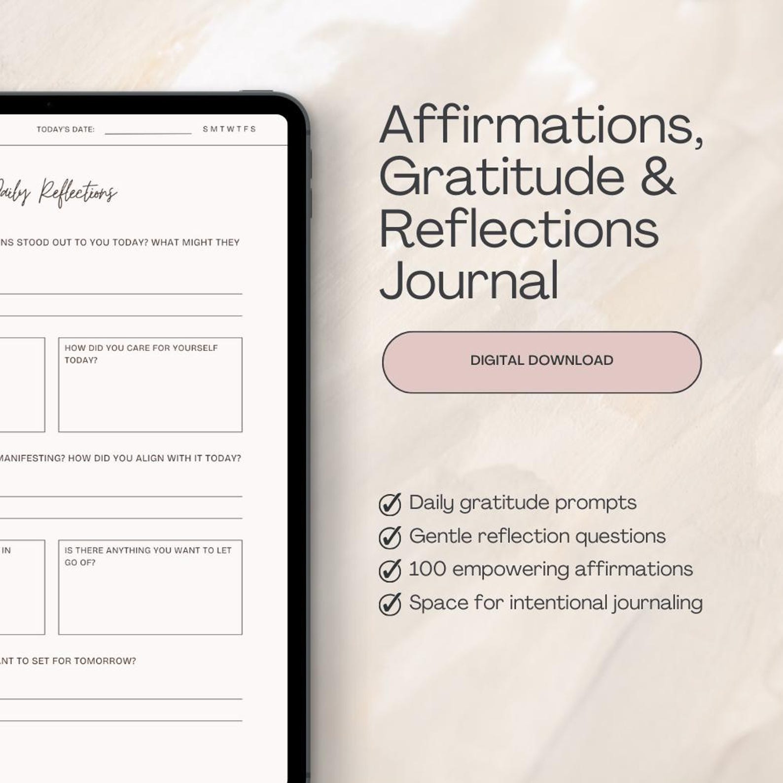Daily Gratitude Journal for Self-care and Mindfulness | Digital ...
