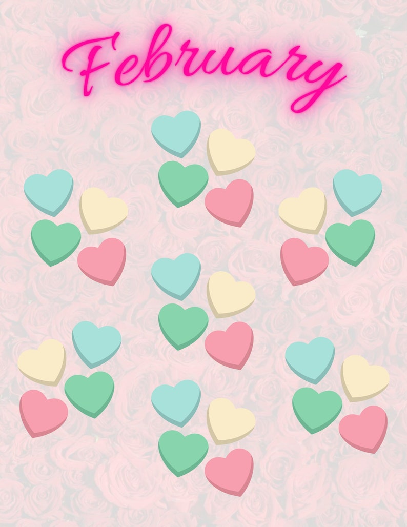 Valentine's Habit Tracker | February Habit Tracker | Heart Habit ...