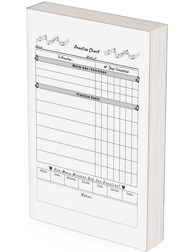 Printable Weekly Practice Chart, Music Practice, Practice Planner ...
