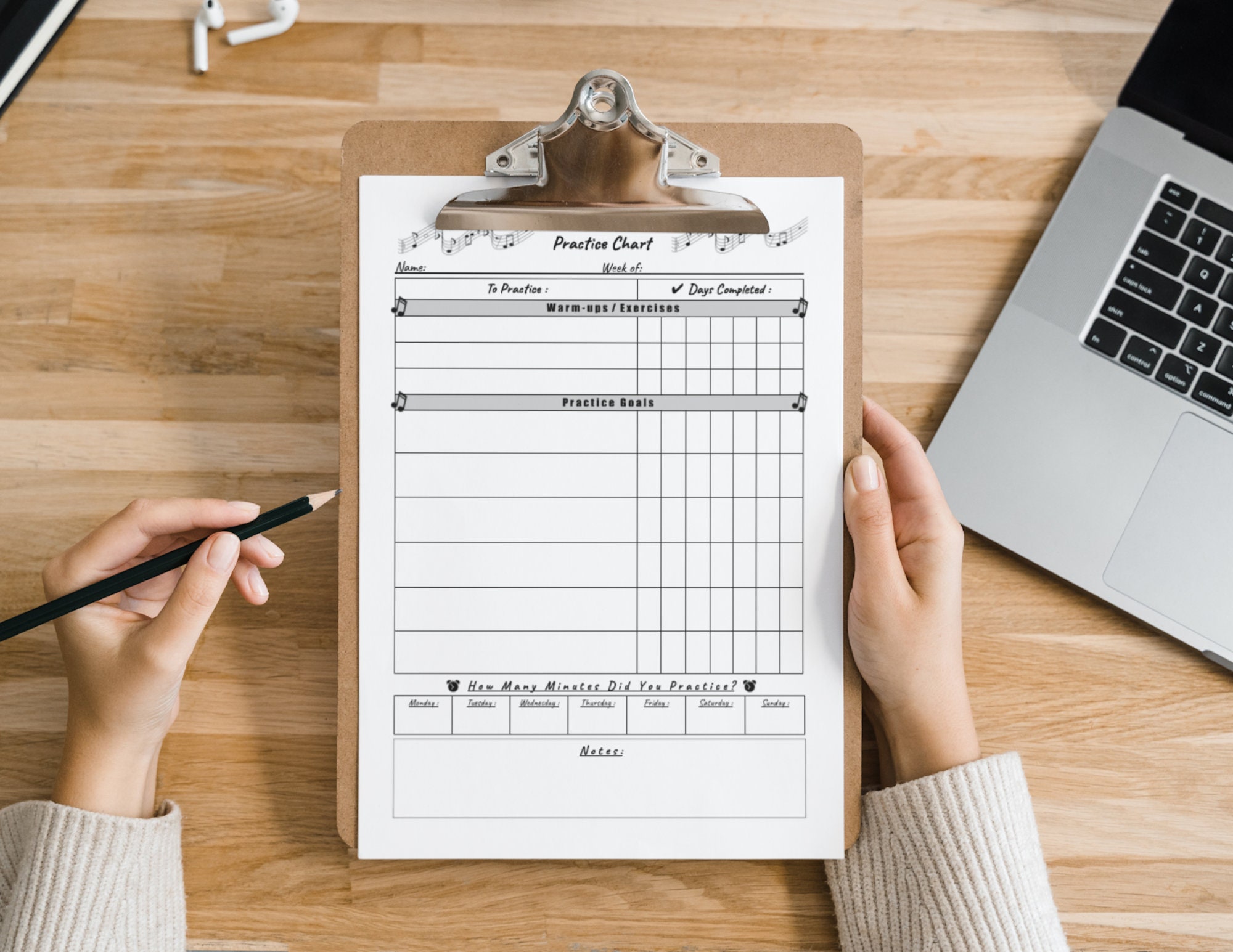 Printable Weekly Practice Chart, Music Practice, Practice Planner ...