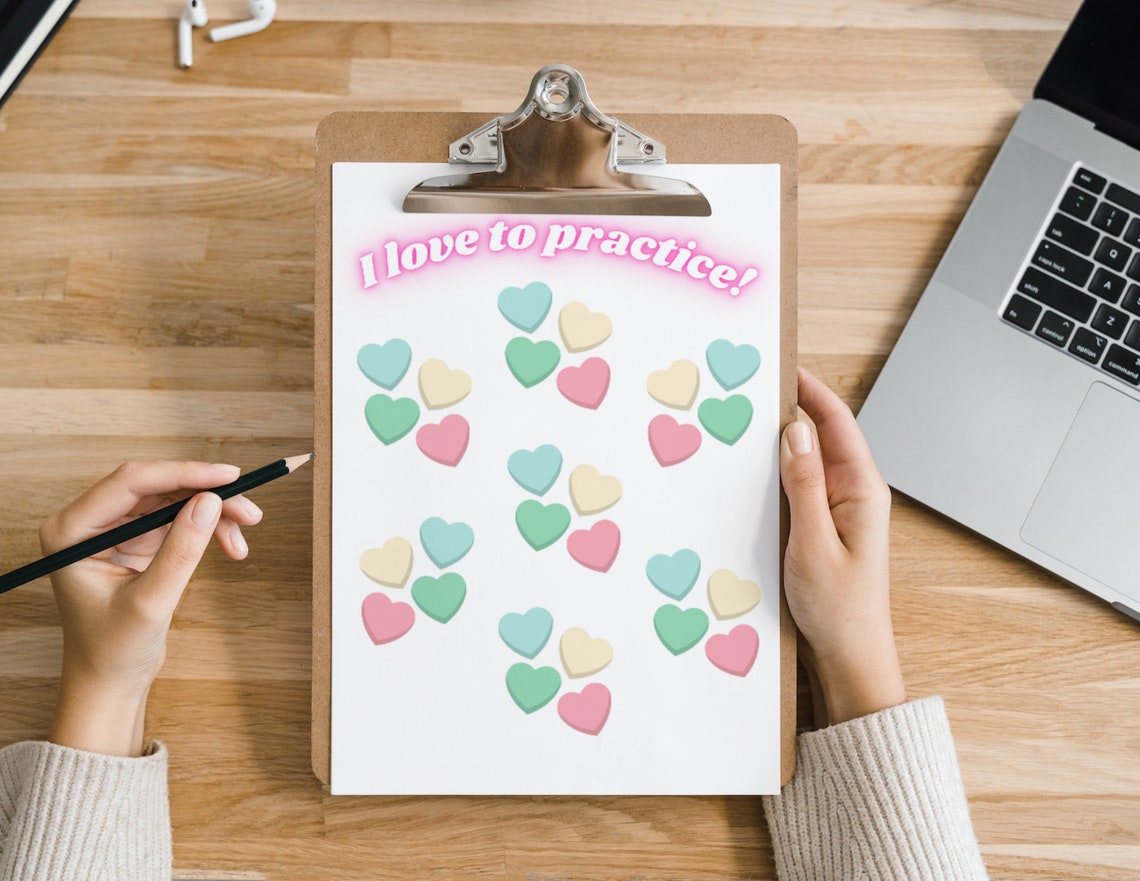 Valentine's Practice Log | February Practice Chart | Piano Lesson ...