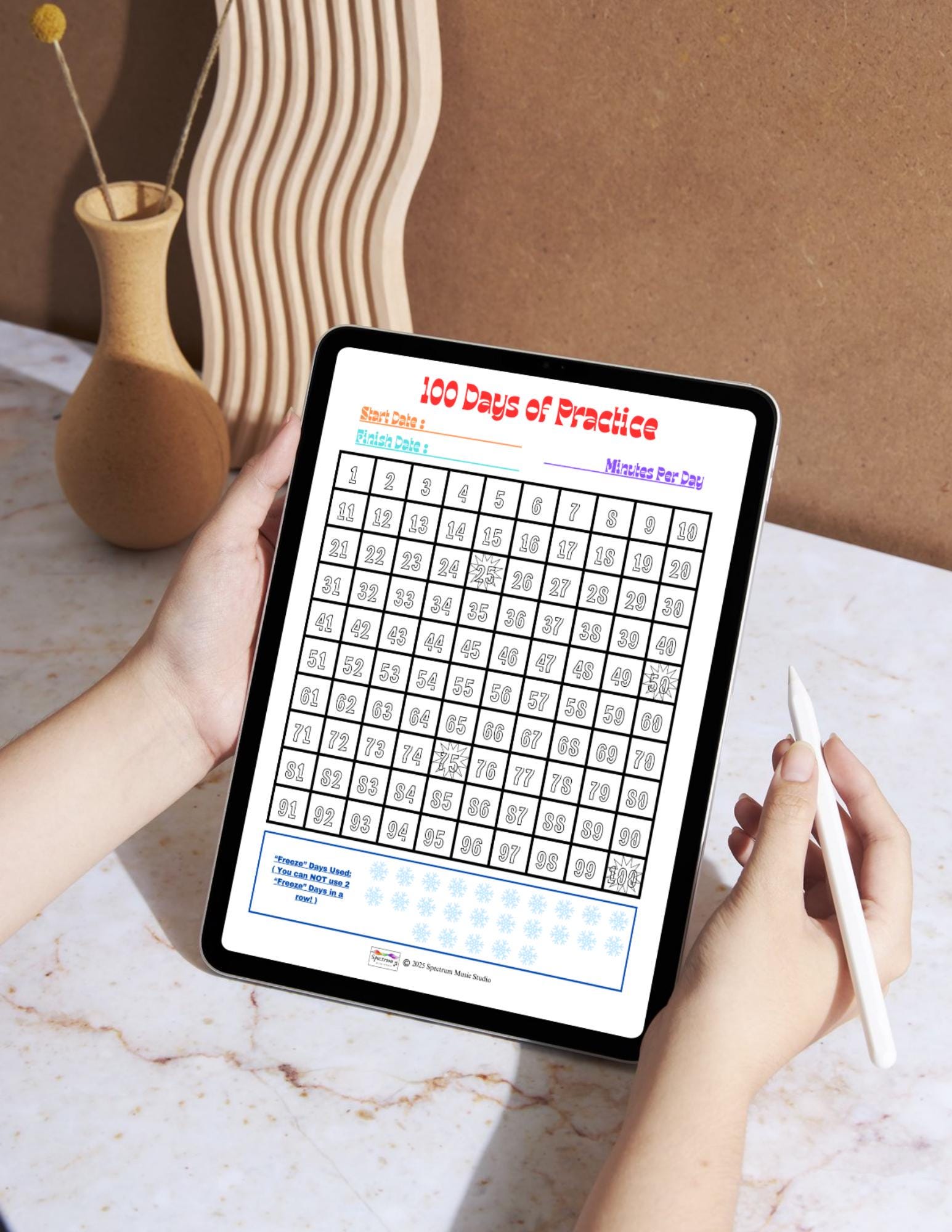 Music Practice Challenge, Printable 100 Days Practice Chart, One ...