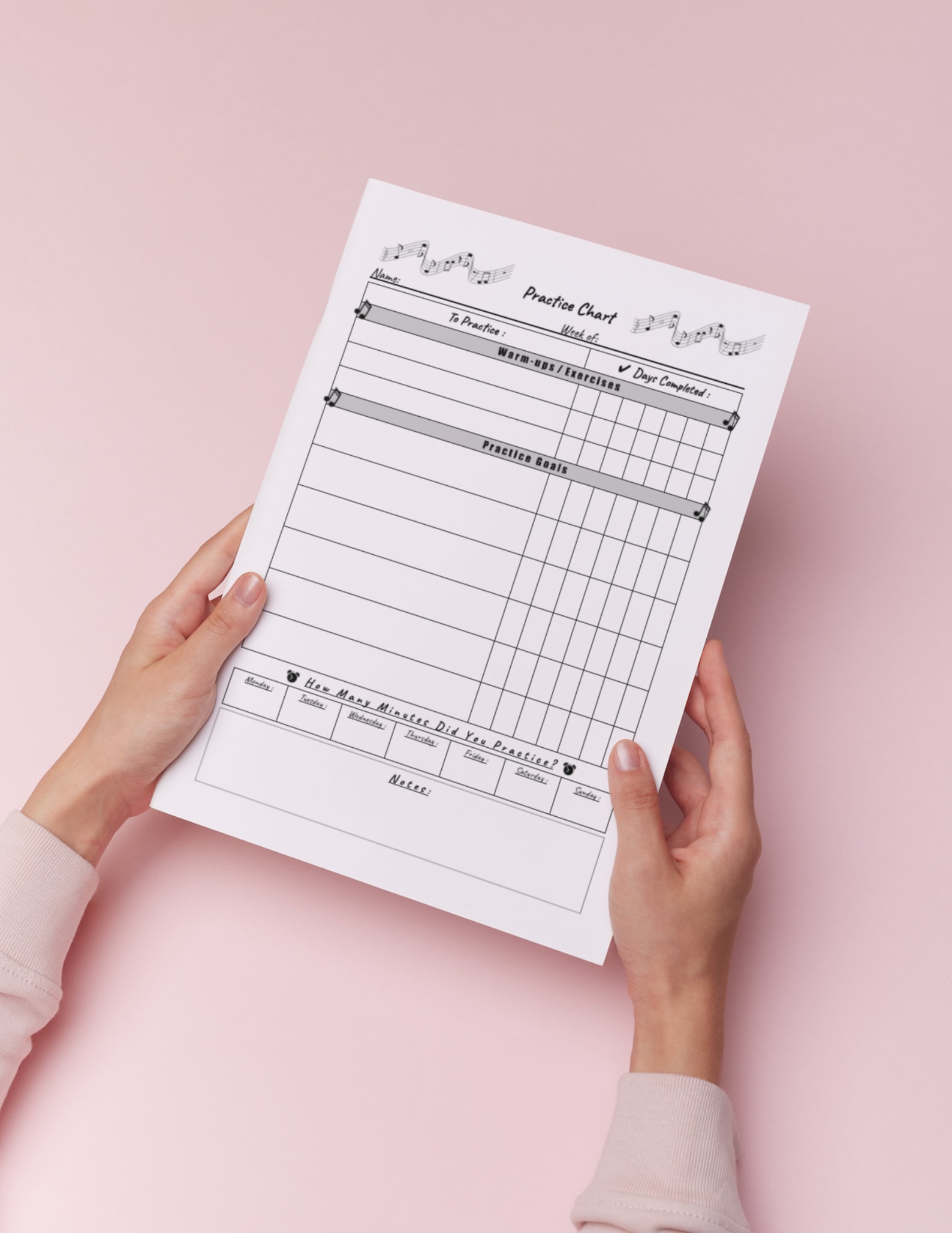 Printable Weekly Practice Chart, Music Practice, Practice Planner ...