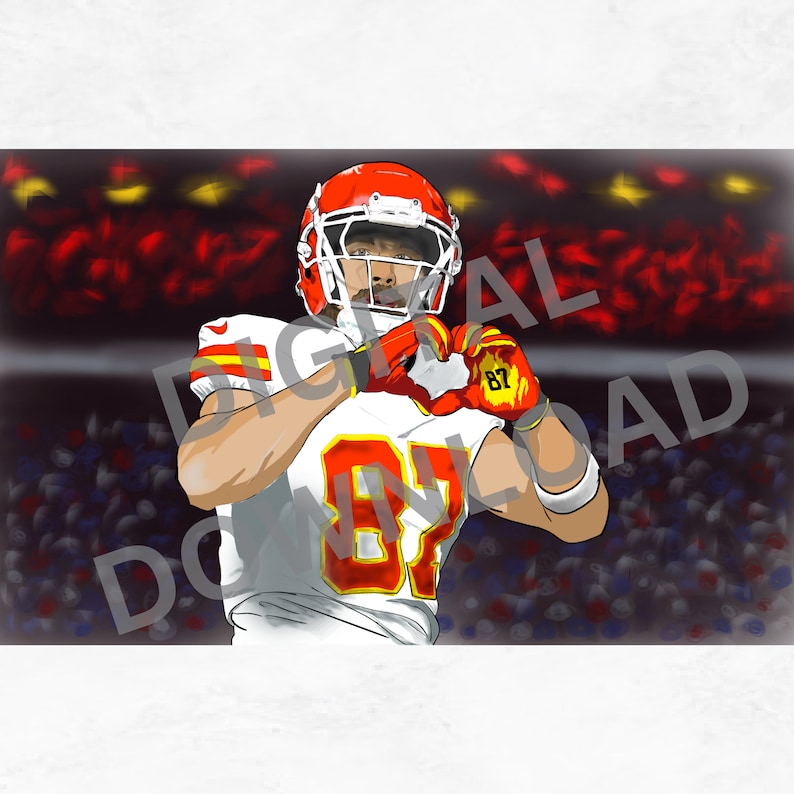 Travis Kelce Digital Art Print | Kansas City Chiefs | Printable Digital ...