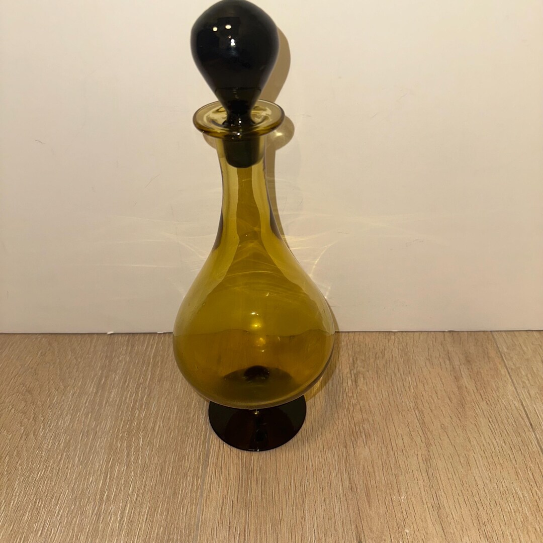 Vintage Amber Glass Decanter - Etsy