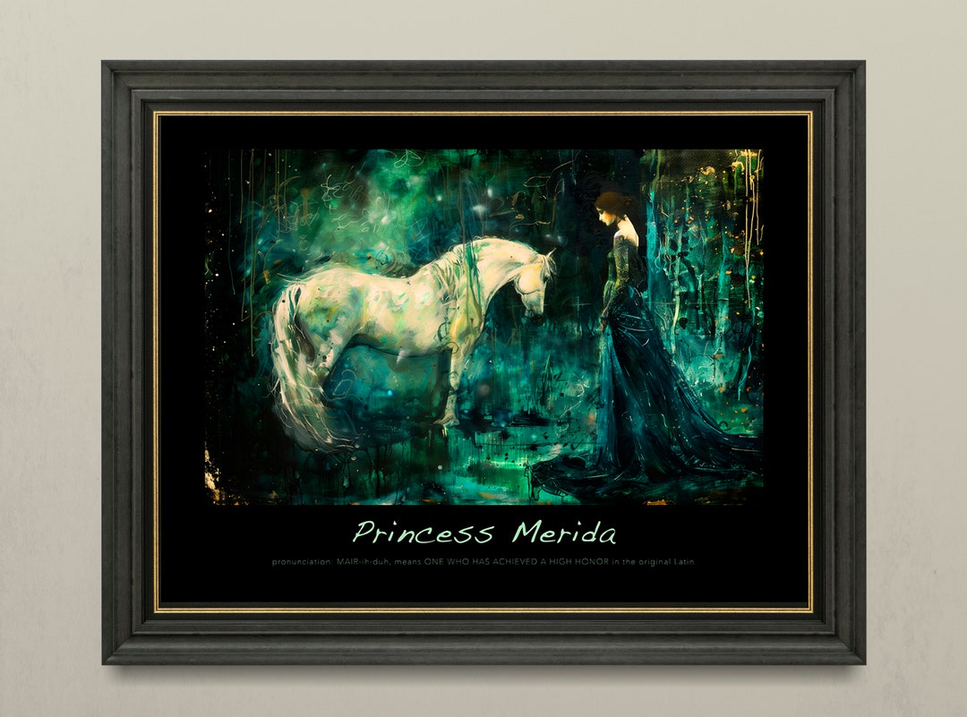 Princess Merida and Horse in Dark Woods, POSTER, Fairy Tale Art ...