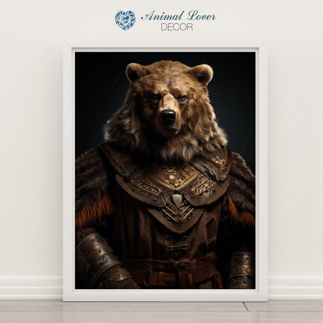 Bear KNIGHT ANIMAL Warrior Series Den Decor Printable Bear Art Medieval ...