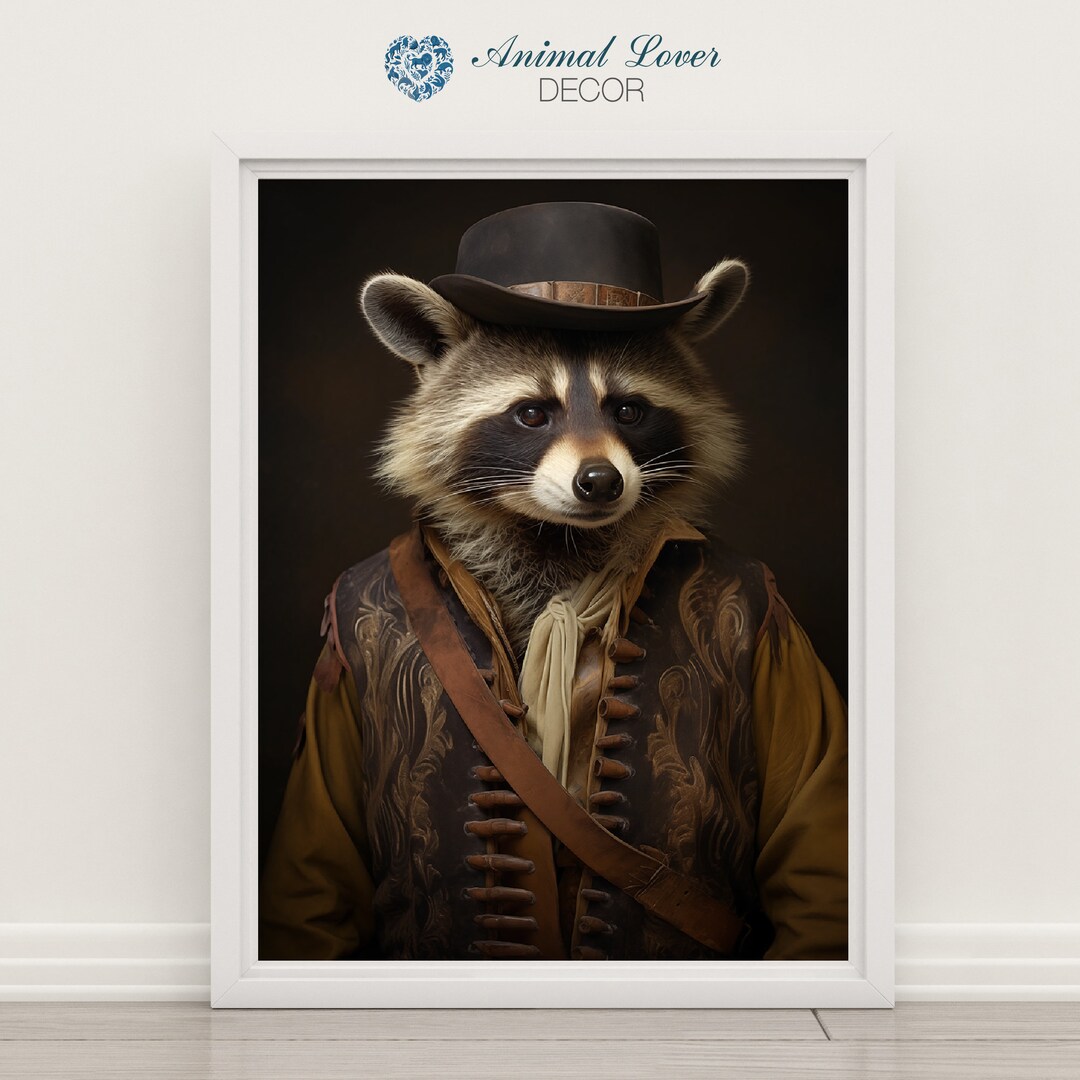 Western Racoon Vintage Racoon Cabin Decore Printable Racoon Art Oldwest ...