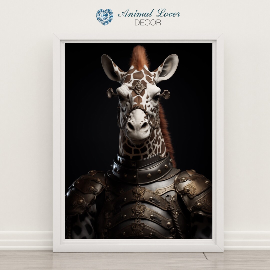 Giraffe KNIGHT ANIMAL Warrior Series Den Decor Printable Giraffe Art ...