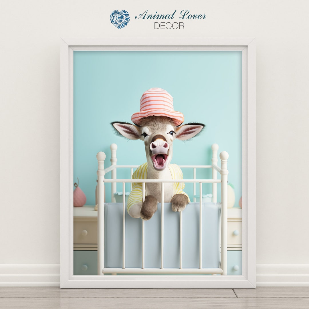 Cute Donkey in Crib Nursery Wall Hanging Adorable Donkey Photo Silly ...