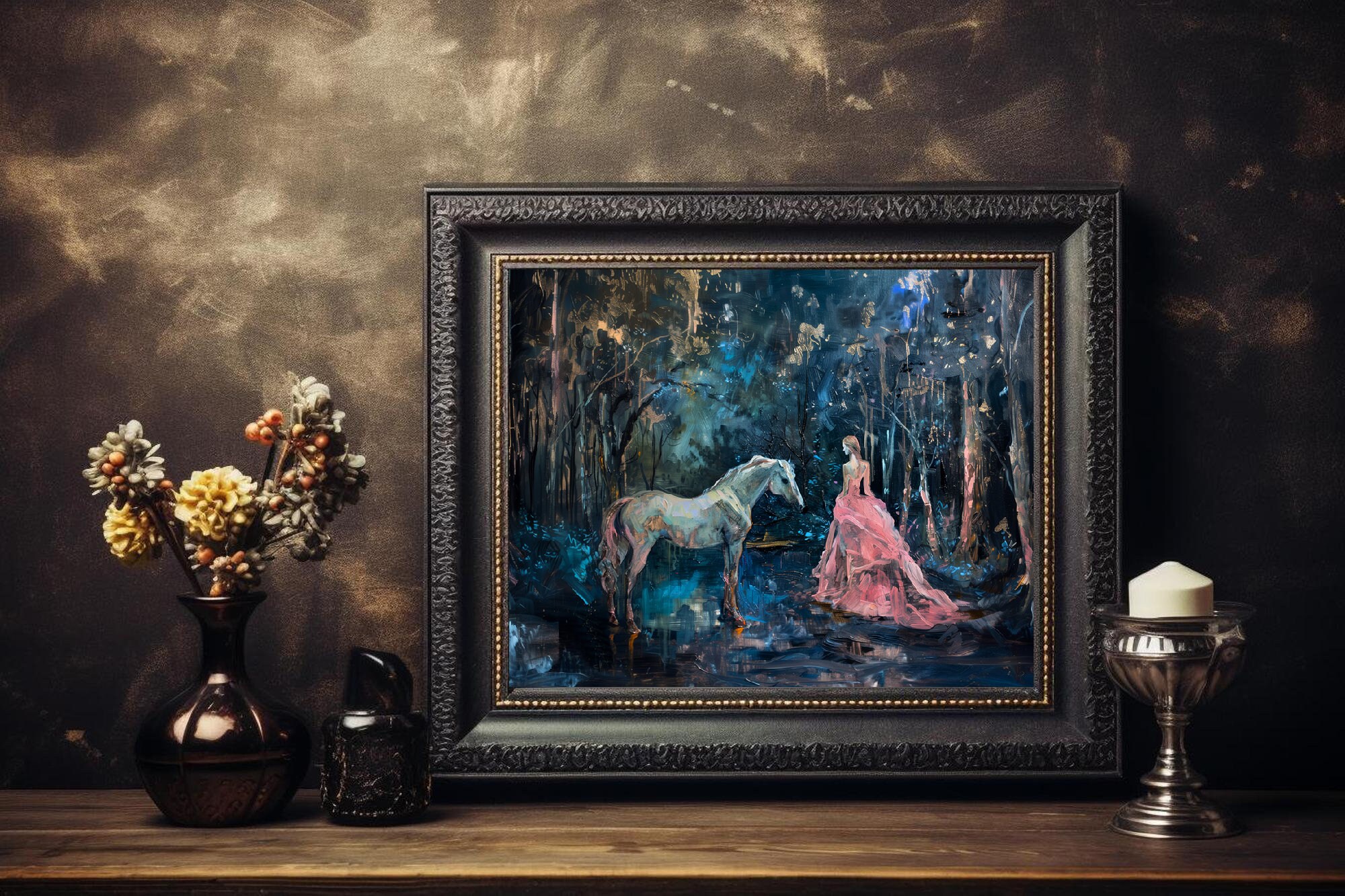 Princess Orla and Horse in the Dark Woods Fairy Tale Art, Magical ...