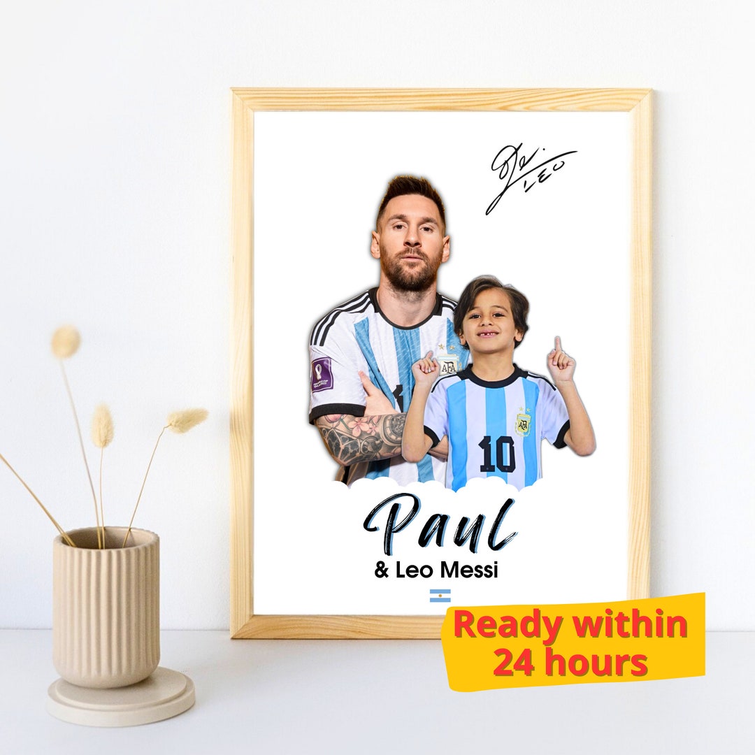 Custom Messi Portrait With My Photo Personalized Soccer Gift Lionel ...