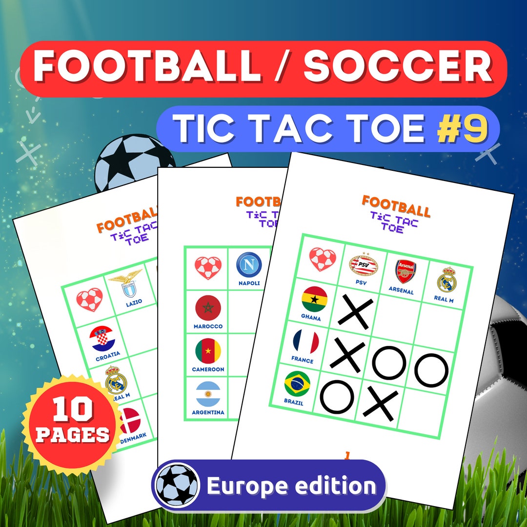 Football Tic Tac Toe Quiz Football Party Fun Game Birthday Soccer Game ...