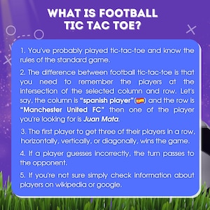 Soccer Tic Tac Toe Football Quiz Footy Tic Tac Toe Party Fun Game ...