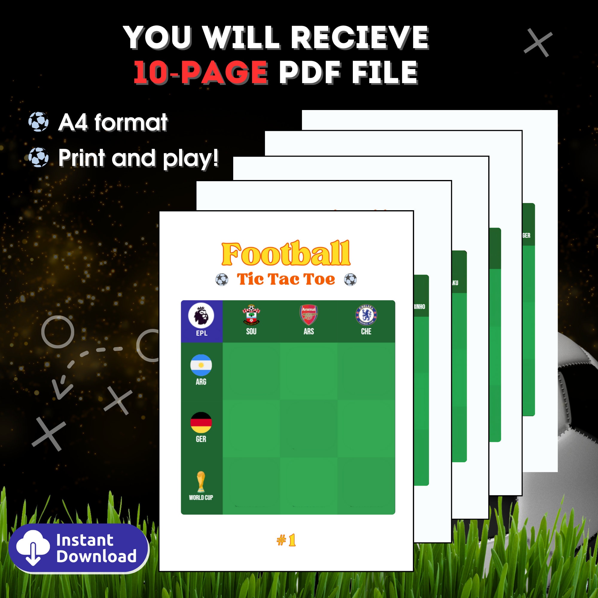 Football Tic Tac Toe Quiz, Football Party Fun Game, Birthday Soccer ...