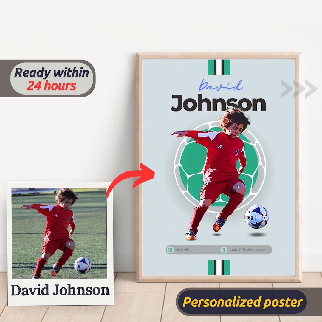 Custom Football Poster Personalized Flat Design Print Unique Soccer Fan ...