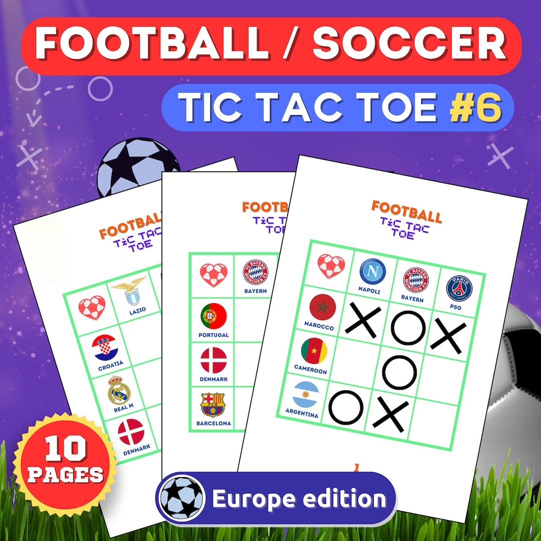 Soccer Tic Tac Toe Football Quiz Footy Tic Tac Toe Party Fun Game ...