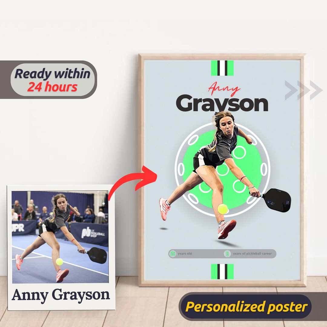 Personalized Pickleball Poster Custom Pickleball Gift Flat Design Sport ...