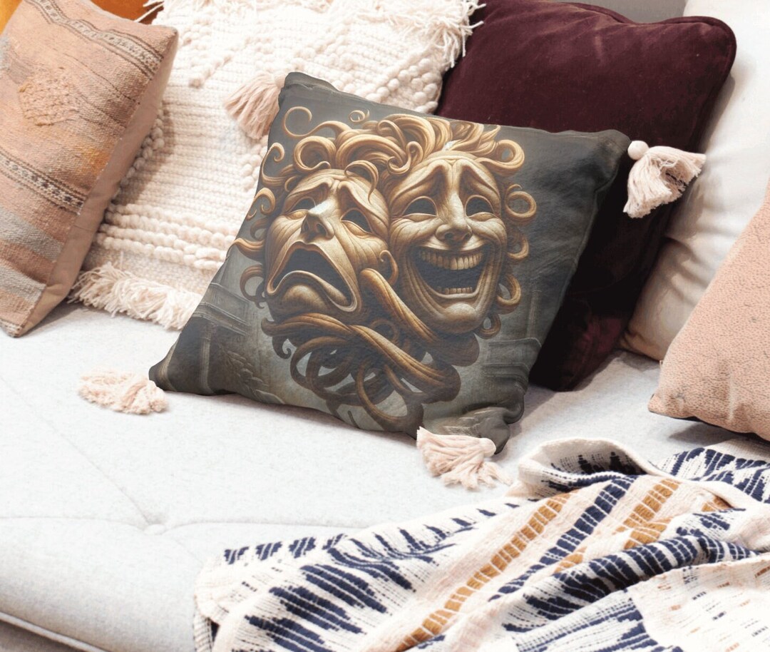 Comedy & Tragedy Pillow Case Unique Pillow Gothic Greek Decor ...