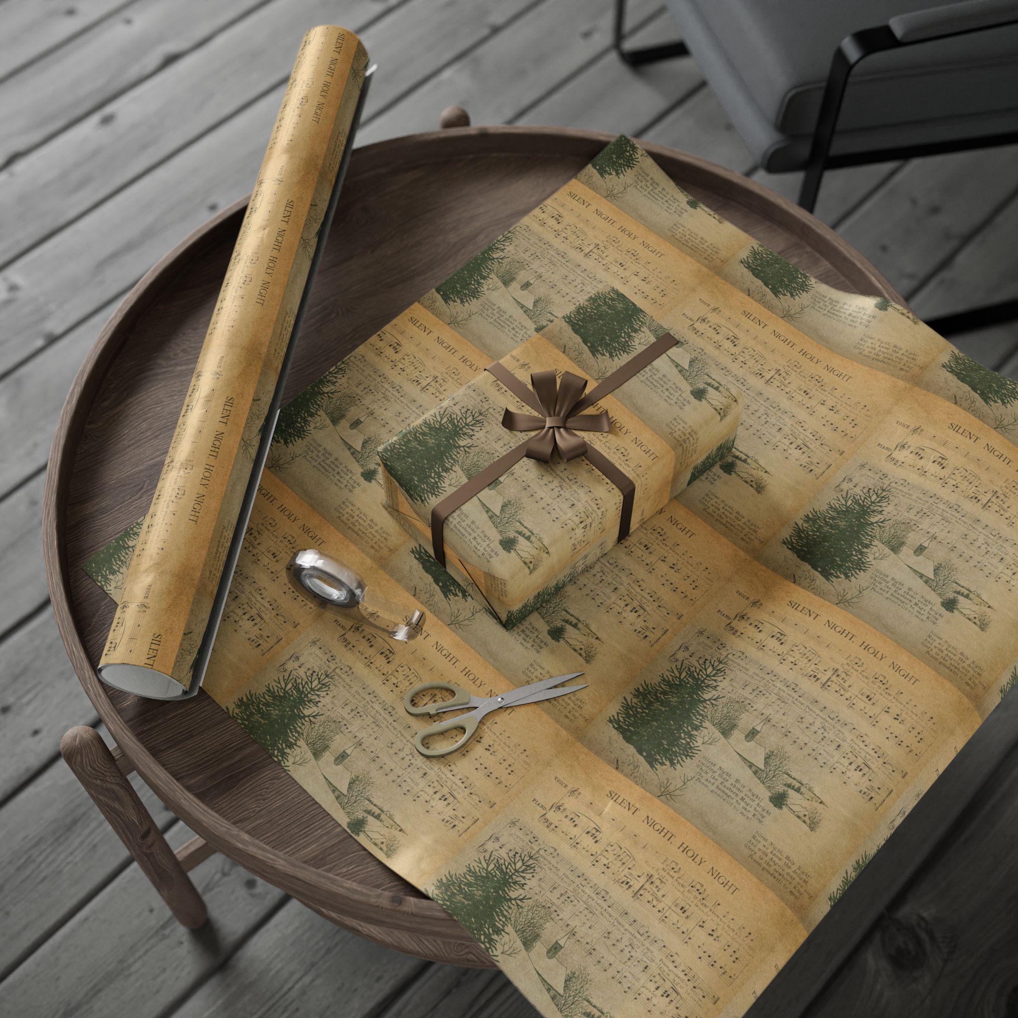 Silent Night Sheet Music Wrapping Paper, Holiday Gift Wrap, Christmas ...