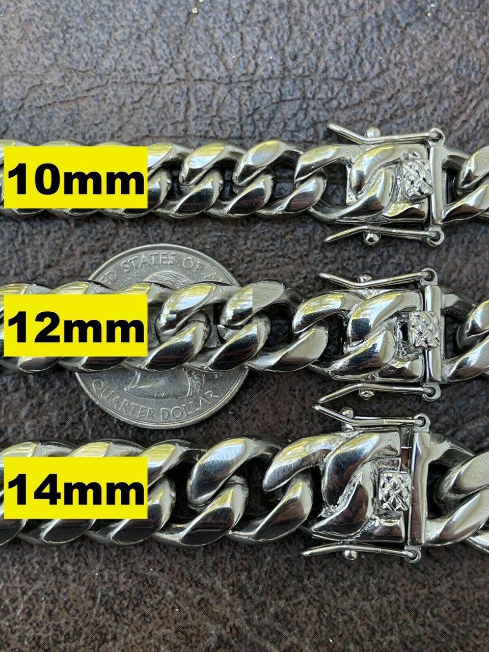 Real Solid Miami Cuban Link Chain Necklace or Bracelet Box Clasp ...